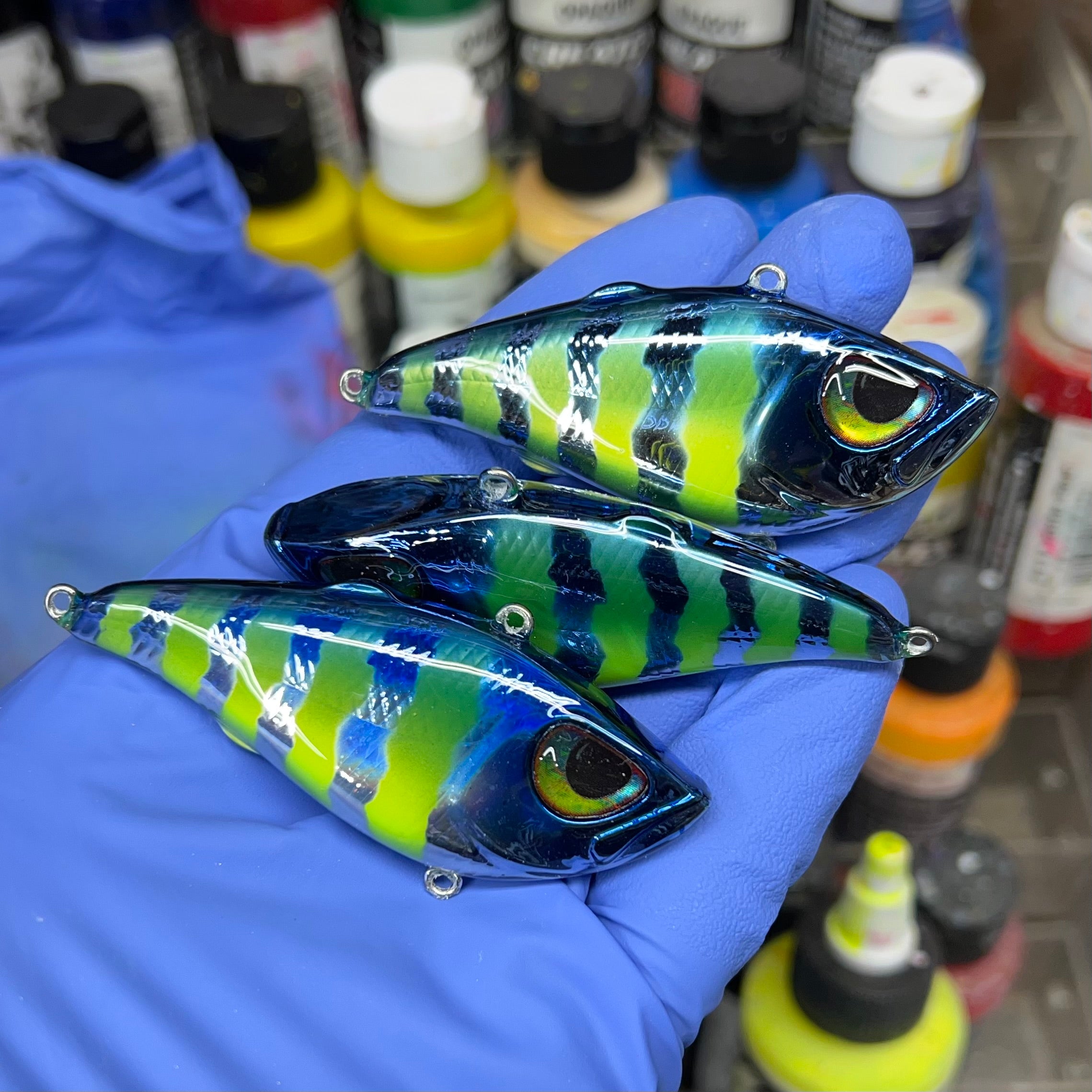 Blue/yellow Chrome Mugshot – Element Custom Baits